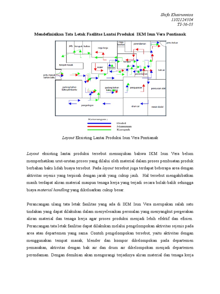 Layout Eksisting Lantai Produksi Isun Vera Pontianak | PDF