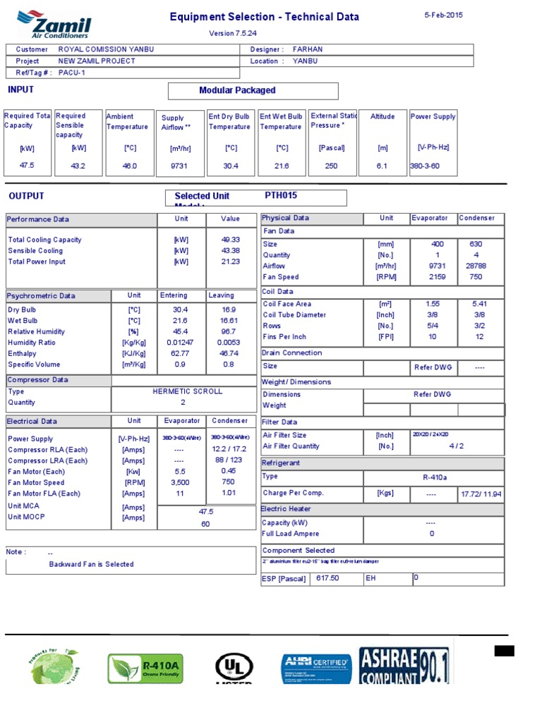 New Zamil Pacu Selection | PDF | Air Conditioning | Humidity