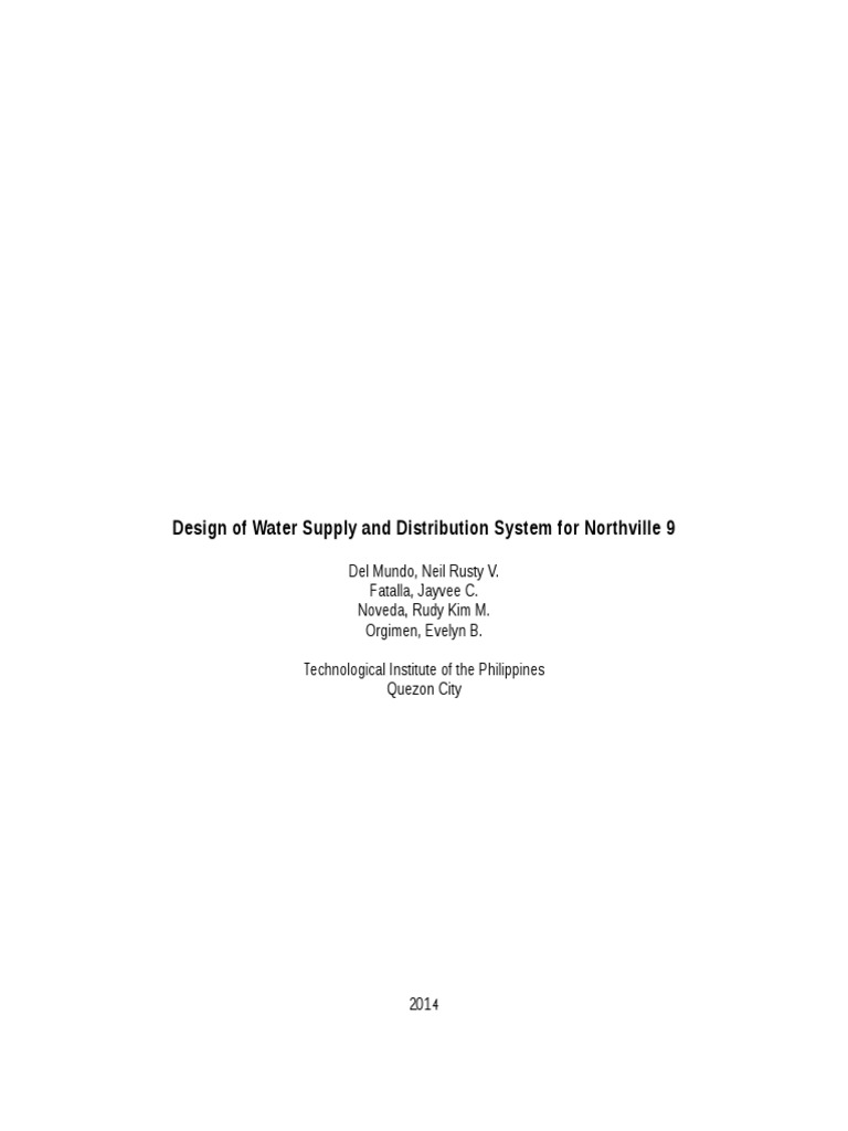 Design of A Water Supply and Distribution System For Northville 9 | PDF ...