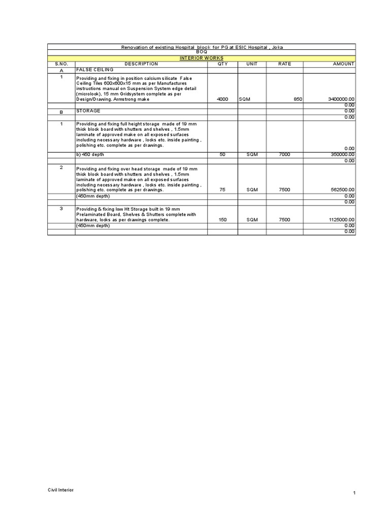 Boq Interior | PDF | Building Materials | Manmade Materials