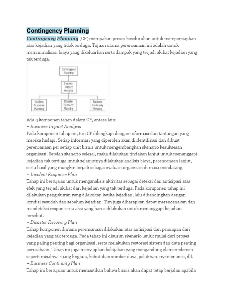 ContiGenCy Planning Document | PDF