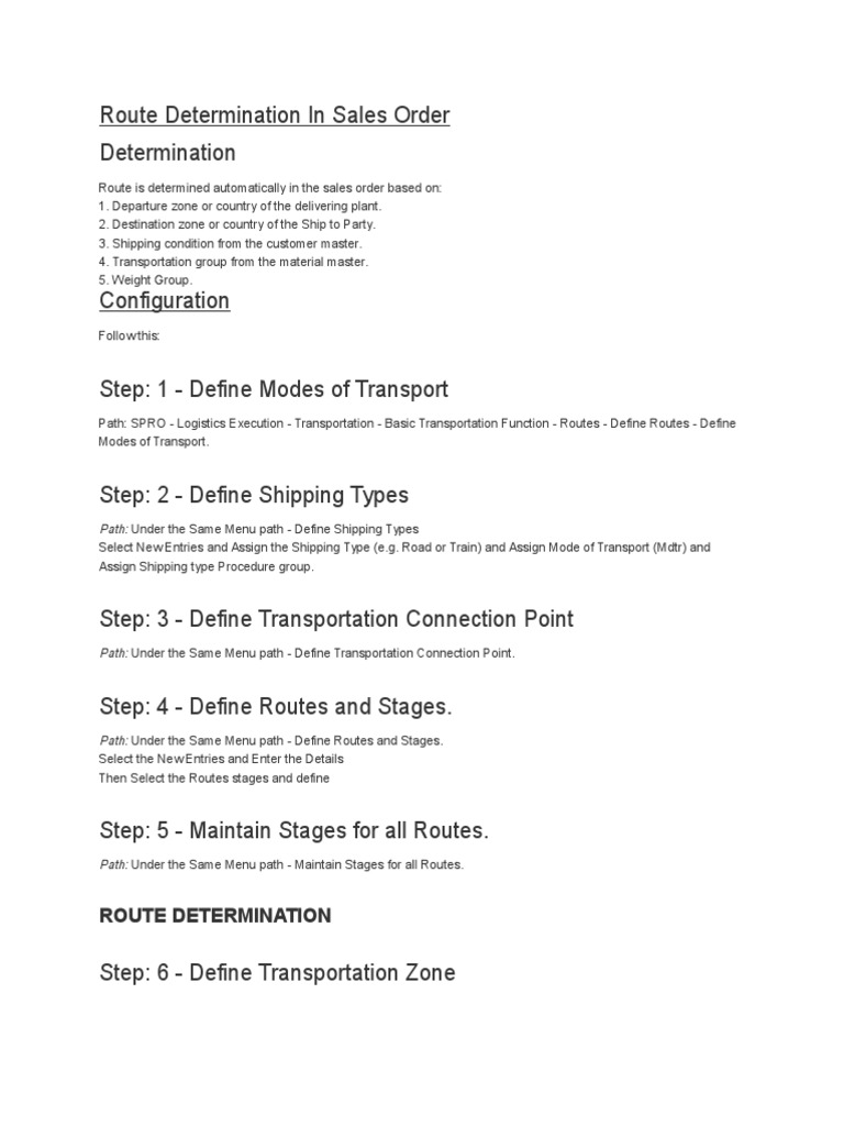 SAP Sales Order Route Determination Guide | PDF | Delivery (Commerce ...
