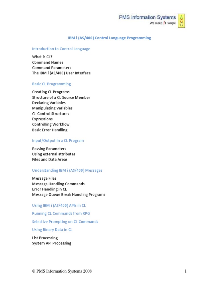 AS400 Control Language Programming | PDF | Ibm System I | Application ...