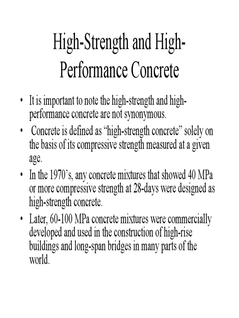 High Strength Concrete | PDF | Home & Garden | Science & Mathematics