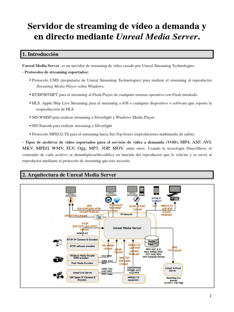 Servidor de Streaming Con Unreal Media Server | PDF | Streaming Media ...