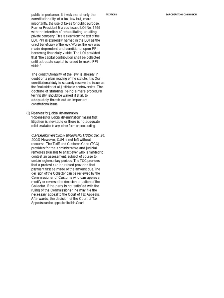 CJH Development Corp. v. BIR (GR No. 172457, Dec. 24, 2008) However ...