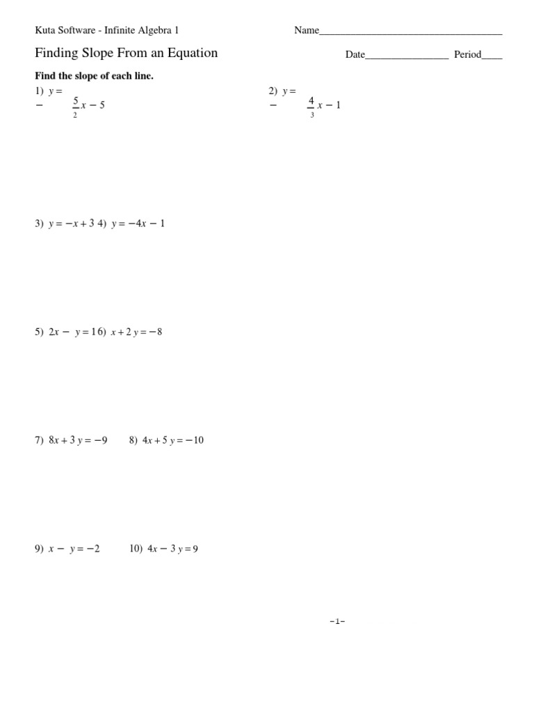 Finding Slope from Equations Worksheet | PDF | Computers