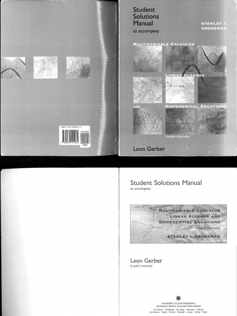 Grossman Multivariable Calculus Linear Algebra and Differential Equations Student Solutions ...