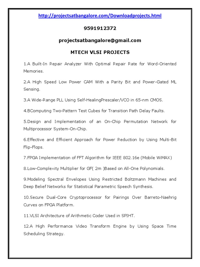 Mtech VLSI Projects | PDF | Fast Fourier Transform | Field Programmable Gate Array