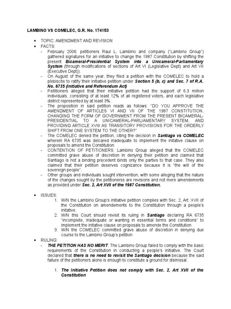 Consti 2 Digests 1 | PDF | Initiative | Standing (Law)