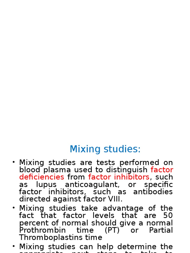 Mixing Studies | PDF | Coagulation | Tissue (Biology)