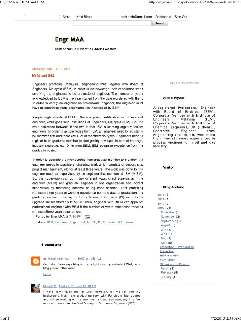 BEM and IEM | PDF | Engineer | Engineering
