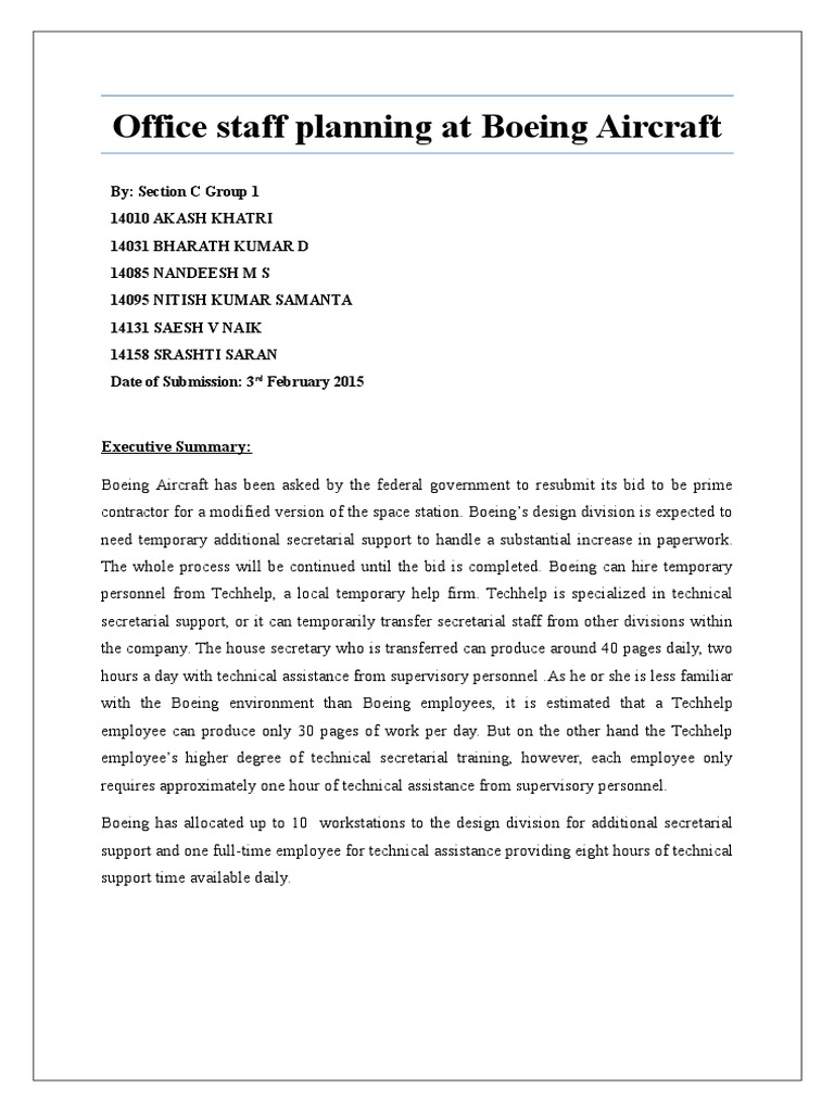 Office Staff Planning at Boeing Aircraft | PDF | Profit (Accounting ...