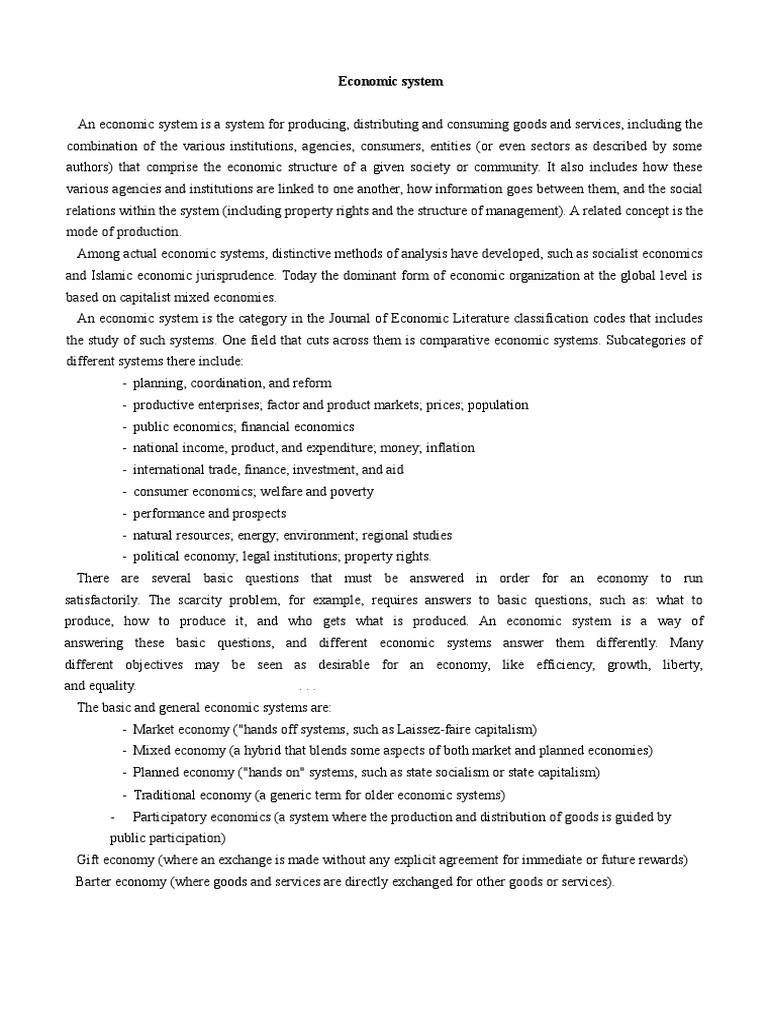 Economic System | PDF