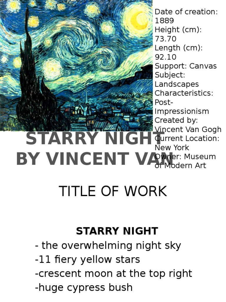 Starry Night by Van Gogh: Analysis | PDF | Art