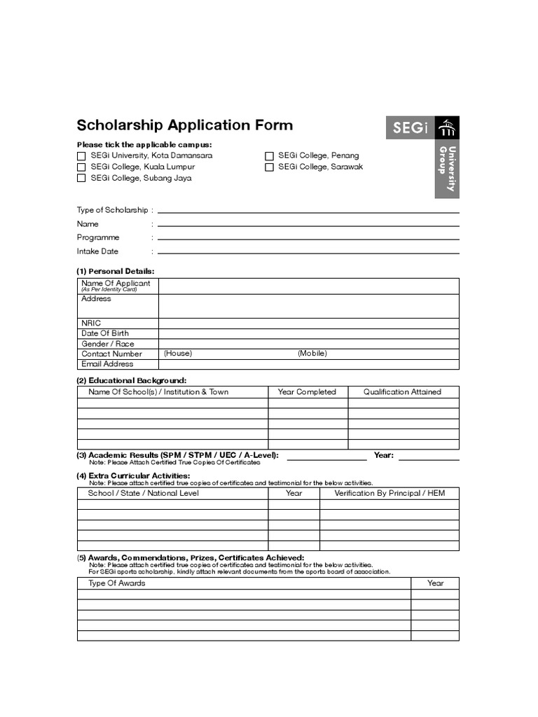 Scholarship Form PDF | PDF | Government Information | Computing And ...