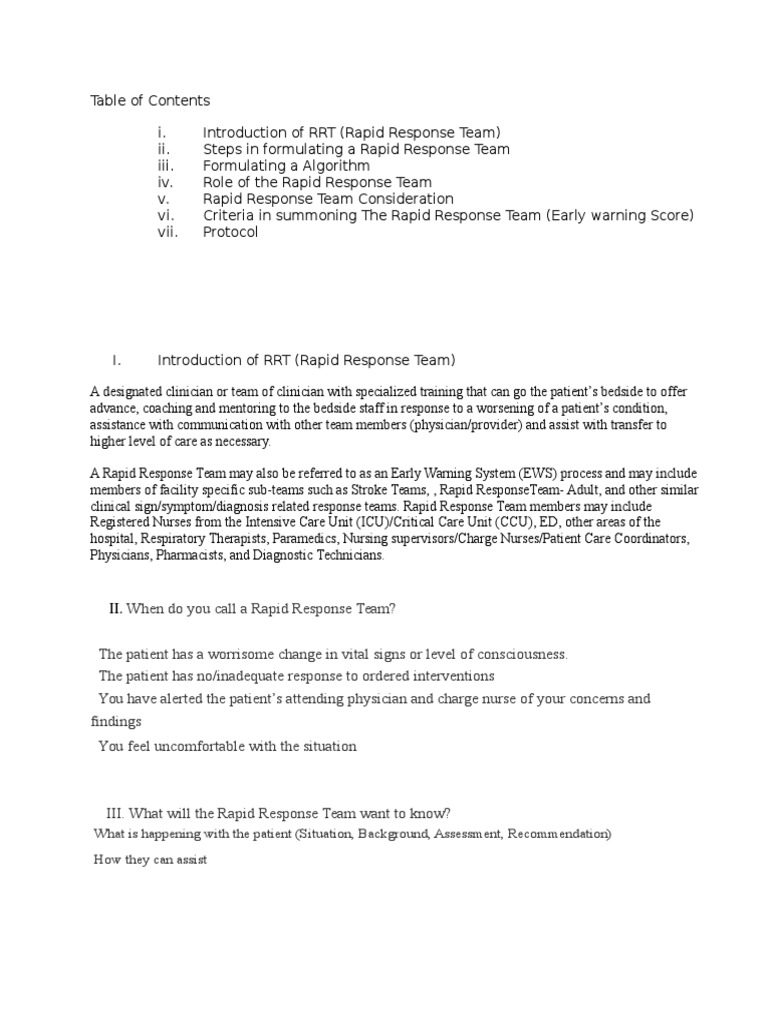Rapid Response Team | PDF | Intensive Care Medicine | Nursing
