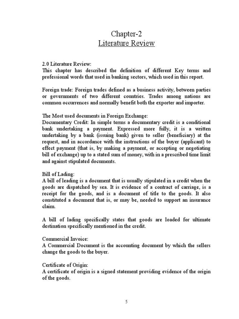 Chapter-2 Literature Review | PDF | Invoice | Letter Of Credit