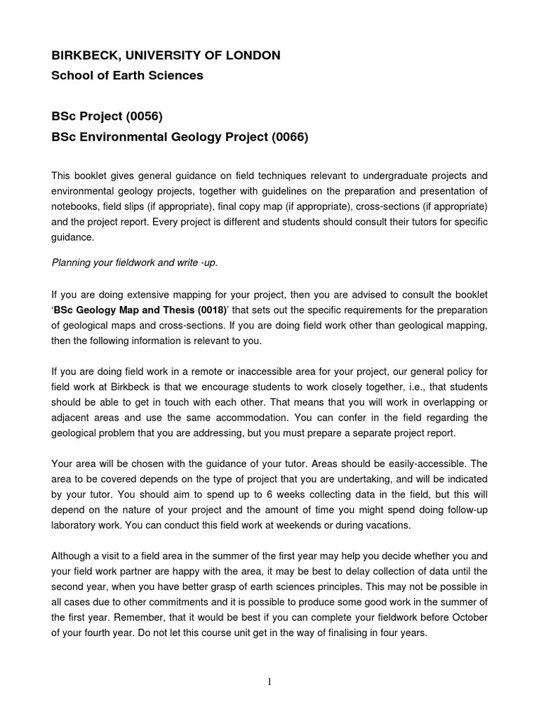 BSC Project Guidelines PDF | PDF | Field Research | Risk