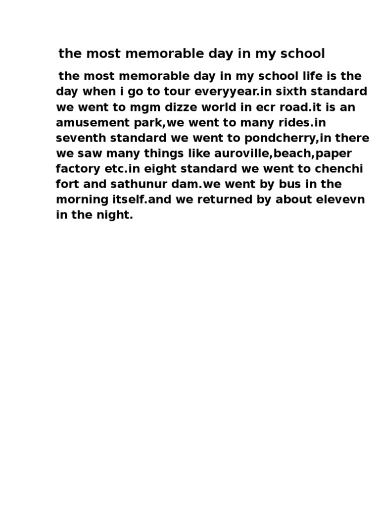 The Most Memorable Day in My School | PDF