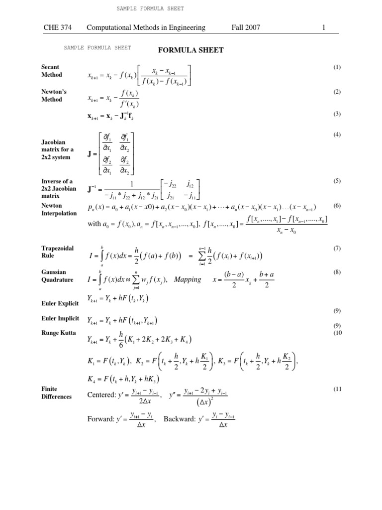Formula Sheet: FX X X FX | PDF