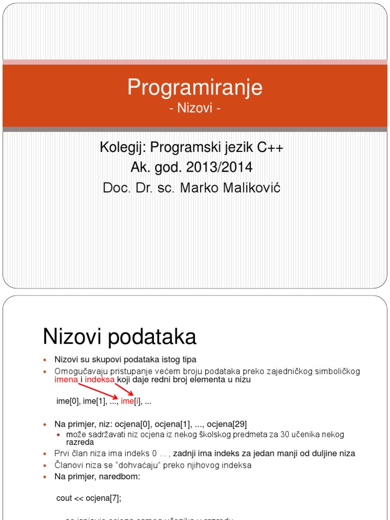 Nizovi U C++ | PDF
