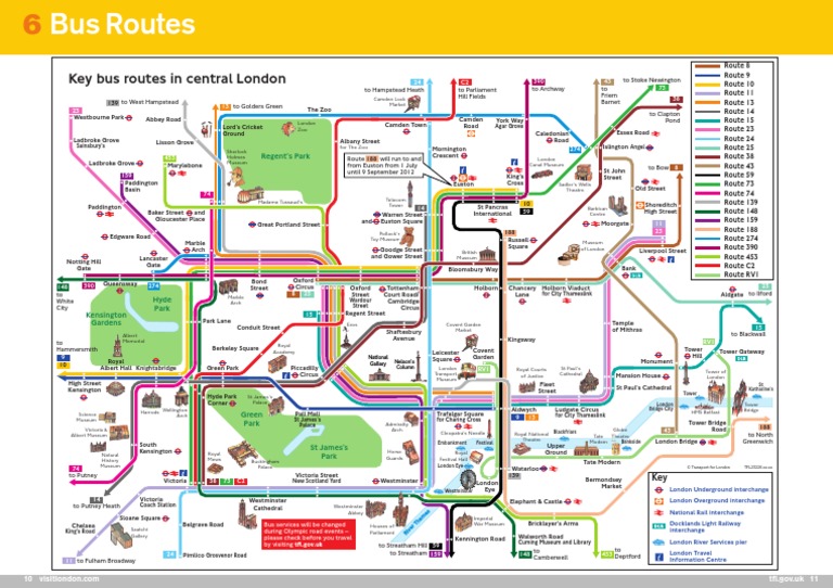 Key Bus Routes In Central London Pdf London Westminster