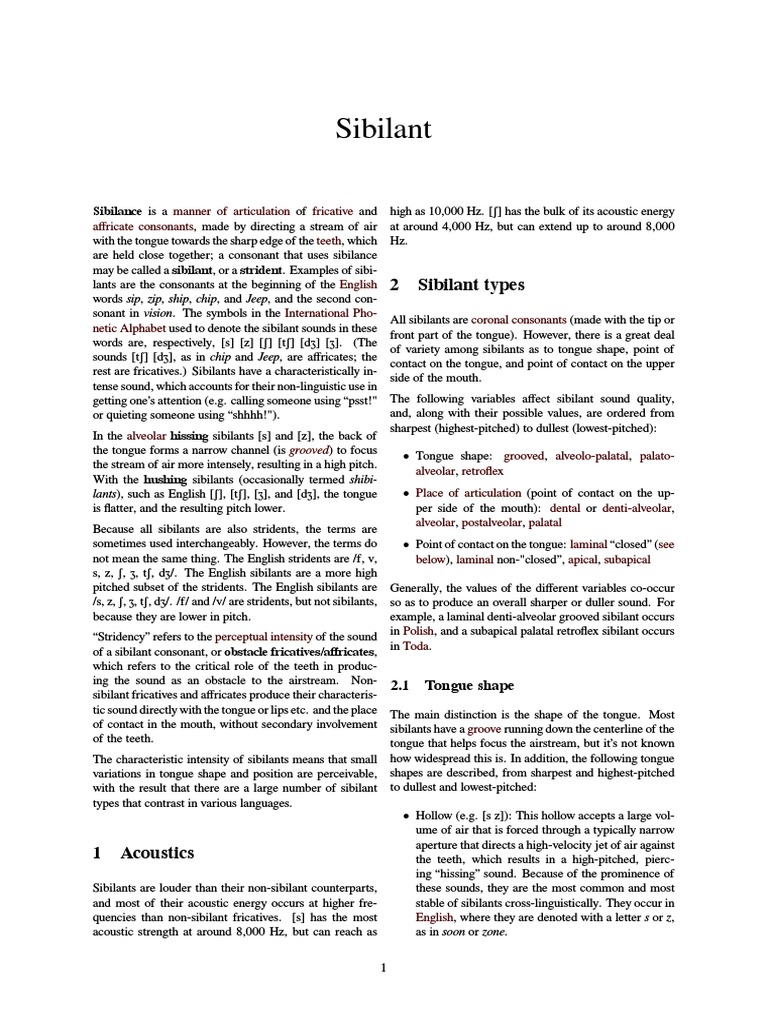 Sibilant | PDF | Oral Communication | Languages