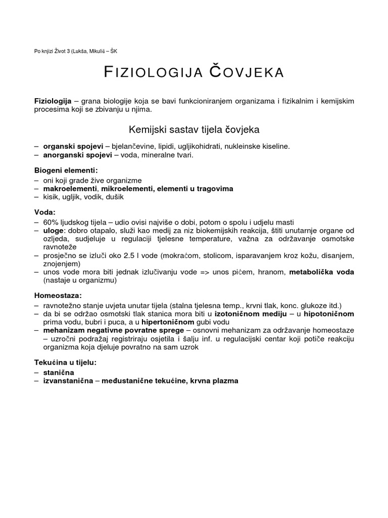 Fiziologija Covjeka | PDF