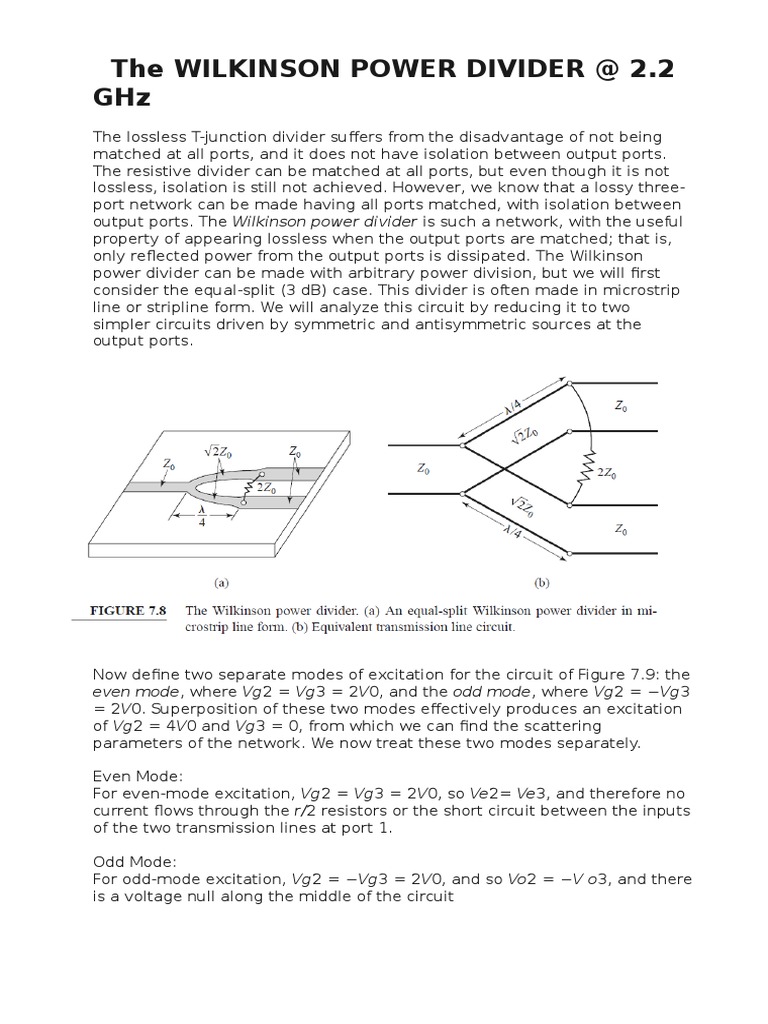 The Wilkinson Power Divider | PDF | Computers | Technology & Engineering