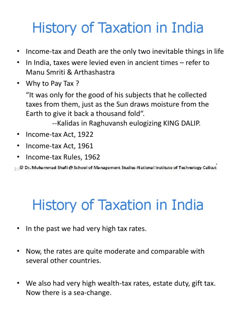 History of Taxation in India: Key Milestones and Reforms | PDF ...
