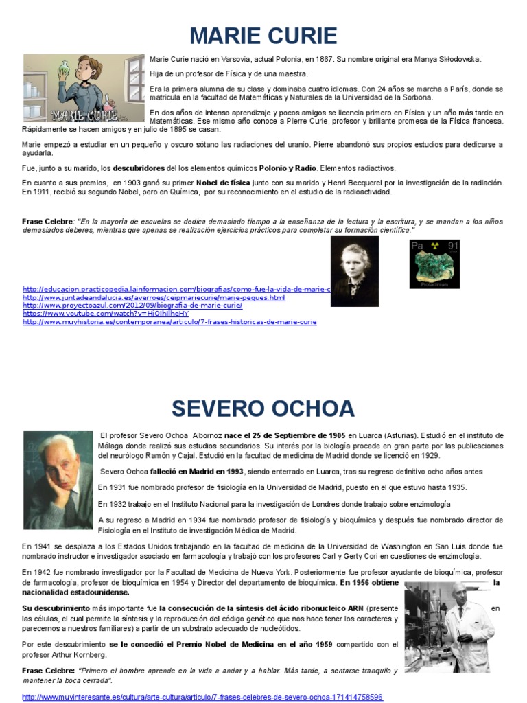 Marie Curie para Primaria | PDF | Marie Curie | Science