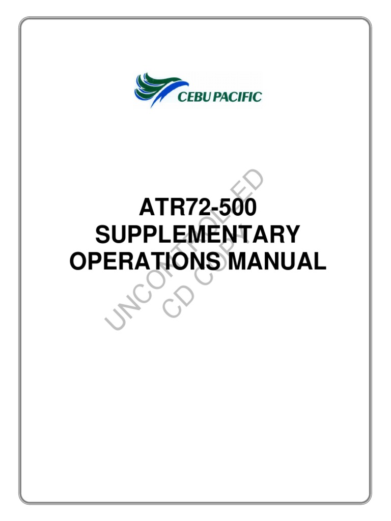 ATR 72 500 Supplementary Operations Manual | PDF | Flight Attendant ...