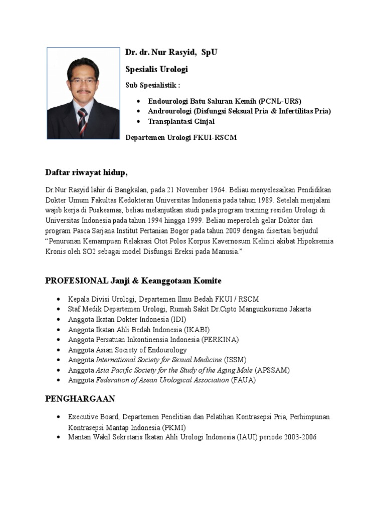 CV D.DR - Nur Rasyid, SpU | PDF