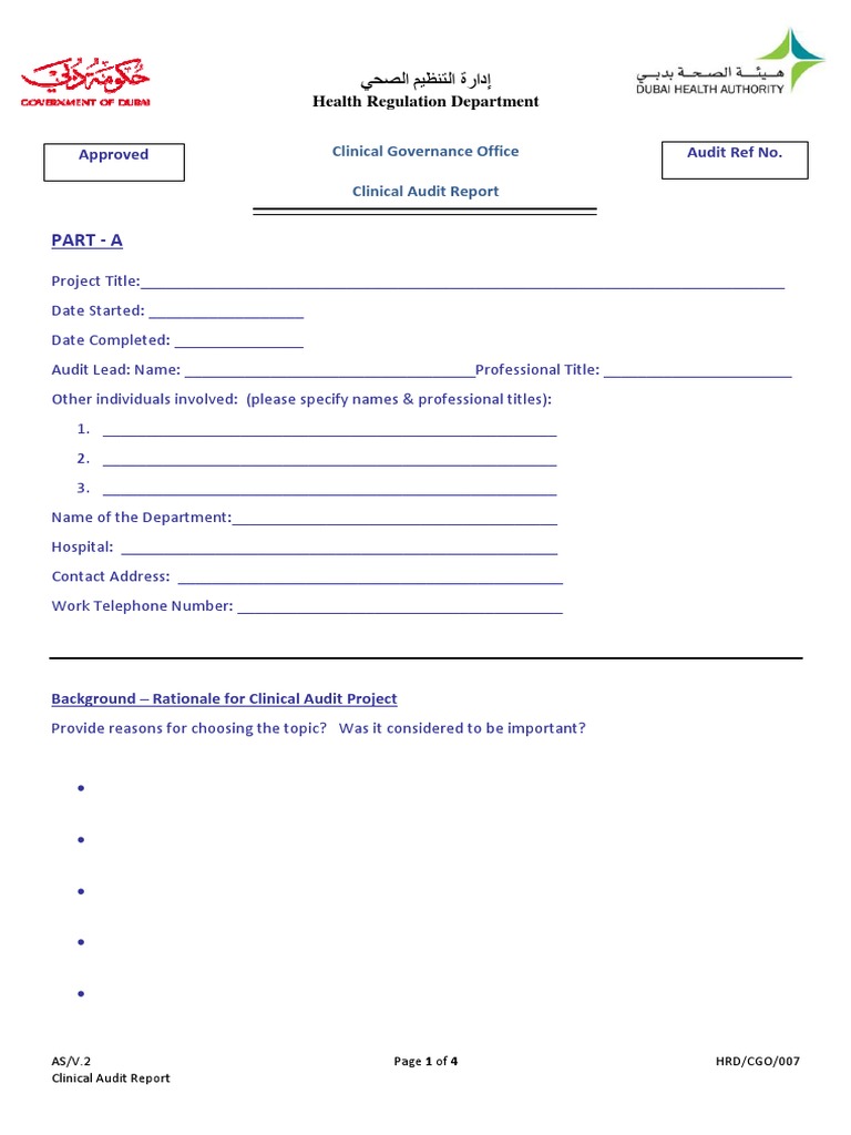 Clinical Audit Report Format | Health Economics | Audit