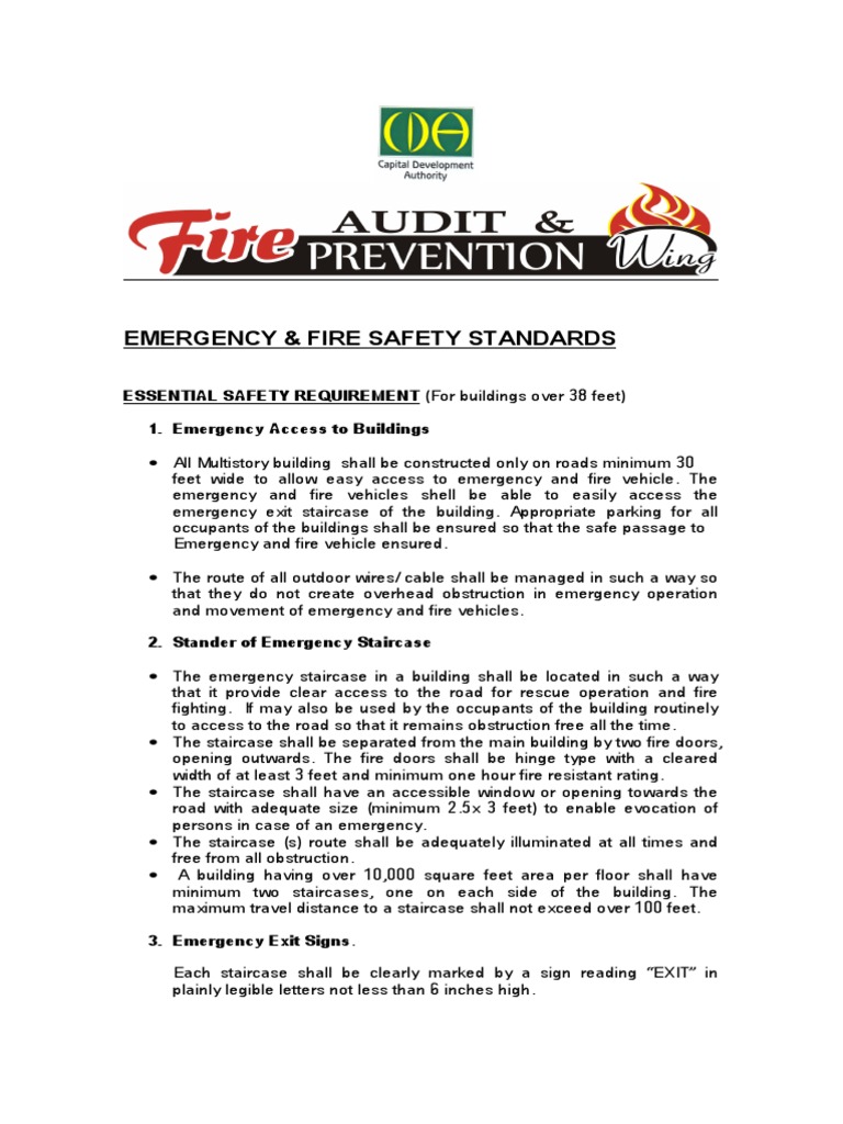 Cda Fire Safety Requirements | PDF | Firefighting | Stairs