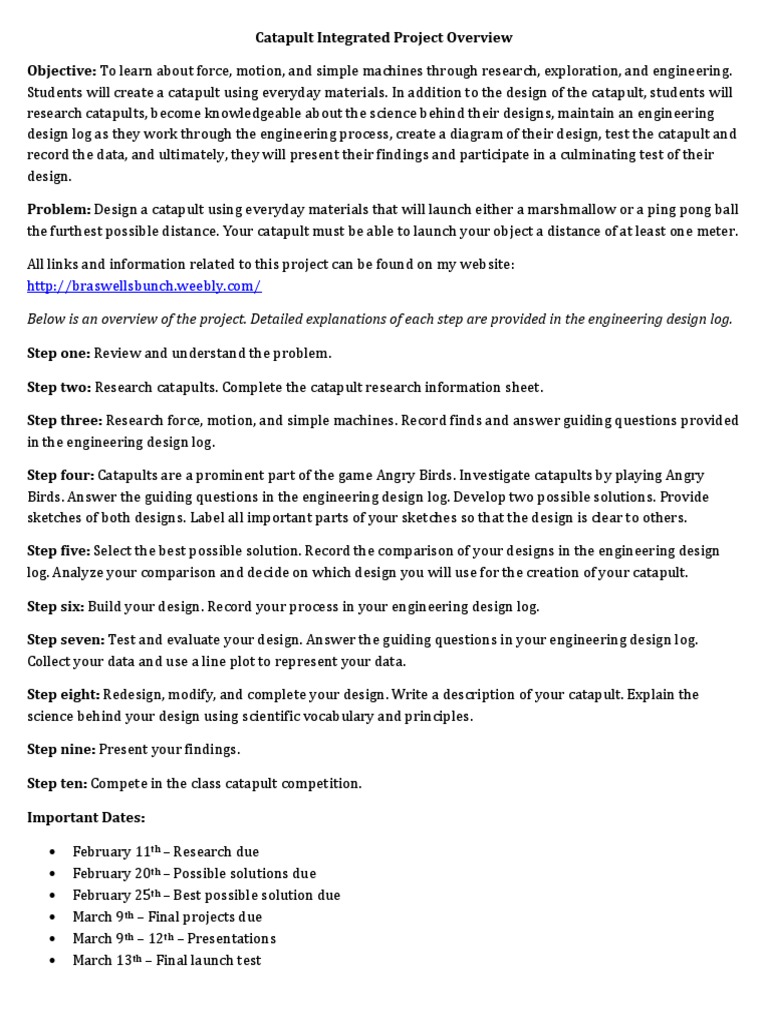 Catapult Integrated Project | PDF | Engineering Design Process ...