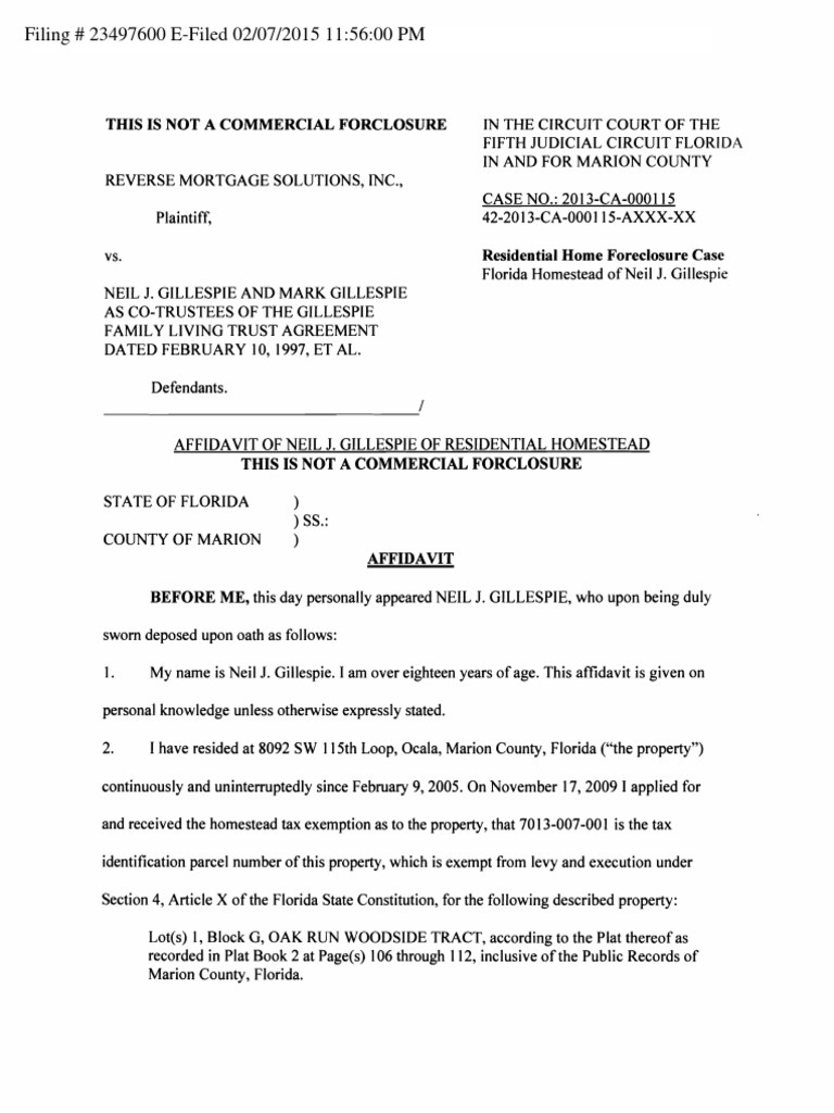 Affidavit of Residential Homestead | PDF | Foreclosure | Property Tax