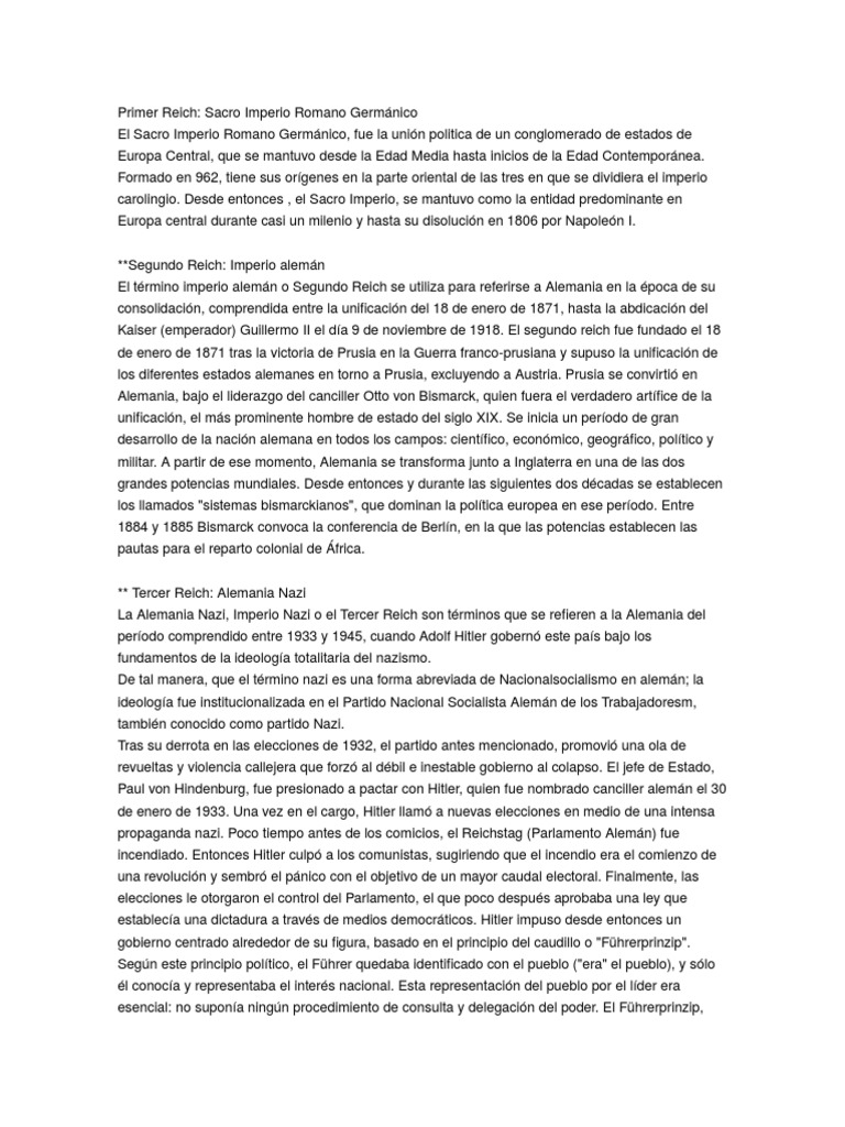 Primer Reich | PDF | Santo Imperio Romano | Alemania nazi