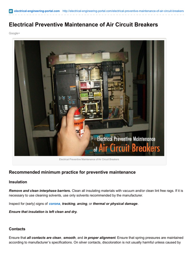 Electrical Preventive Maintenance of Air Circuit Breakers | PDF ...
