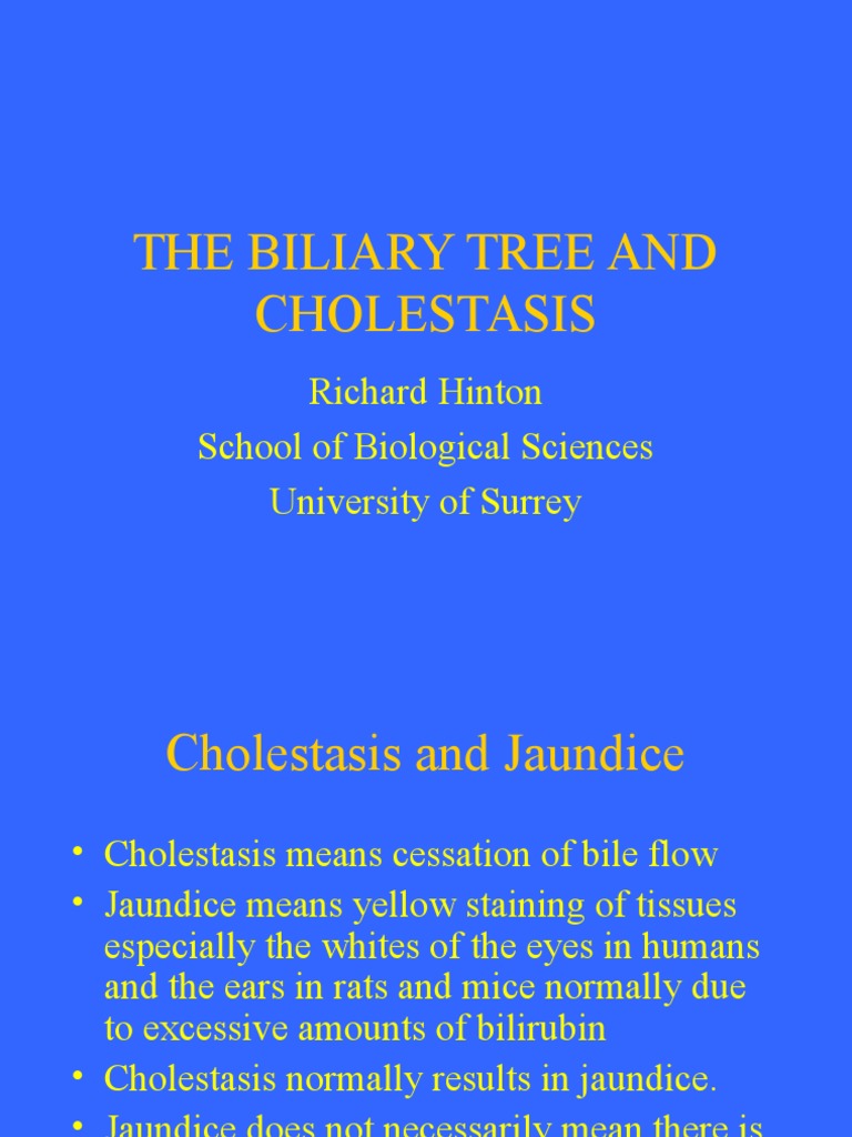 The Biliary Tree and Cholestasis: Richard Hinton School of Biological ...