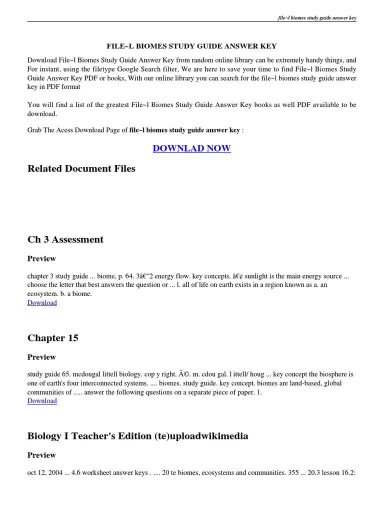 Biomes Study Guide Answers PDF | PDF | Ecology | Ecosystem