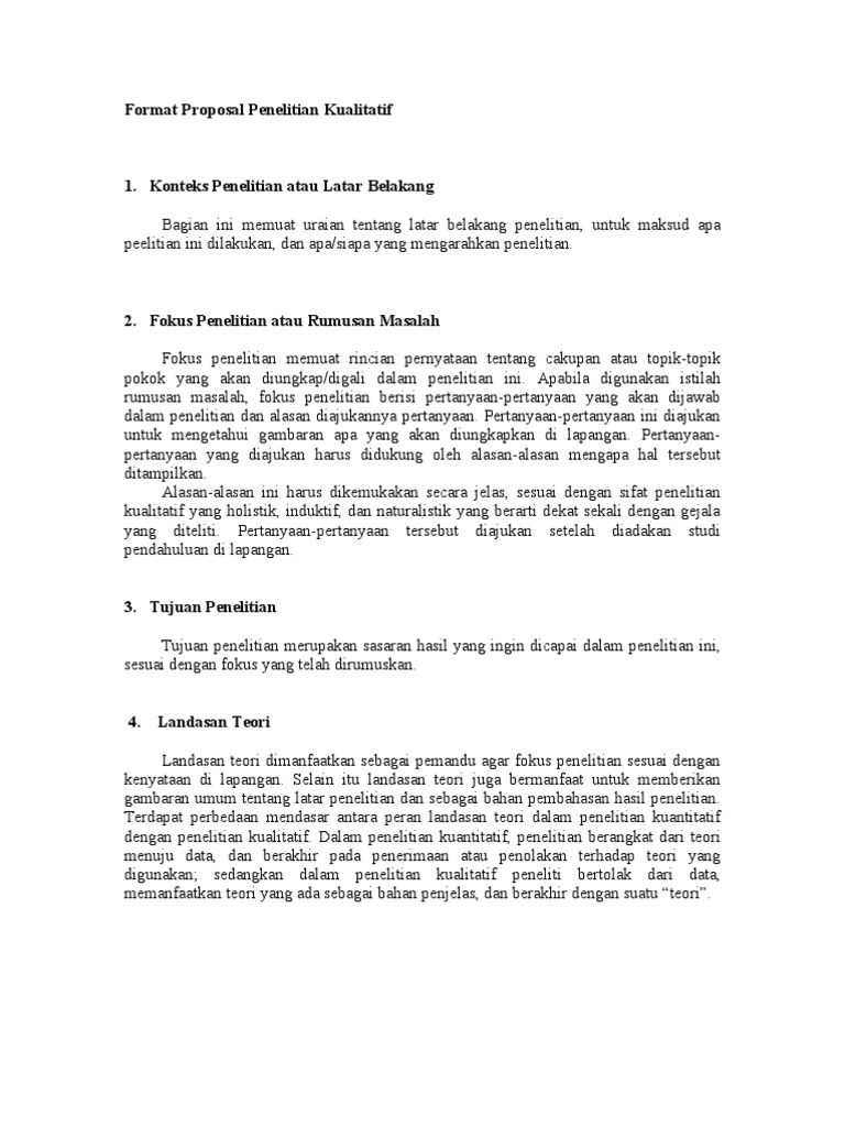 Format Proposal Penelitian Kualitatif | PDF