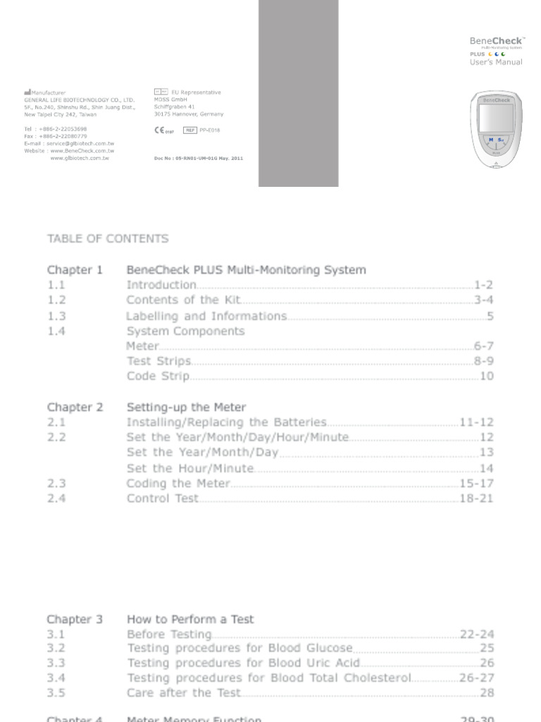 Benecheck Plus Users Manual | Medicine | Clinical Medicine