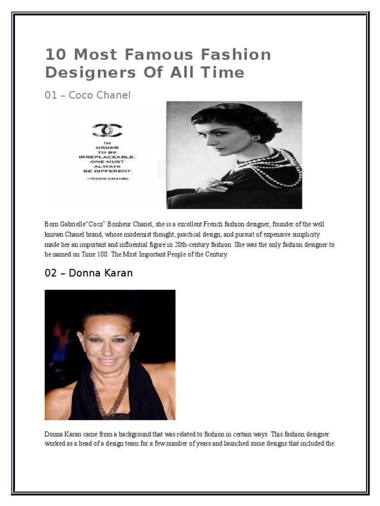 Top 10 Most Famous Fashion Designers | PDF | Fashion | Clothing