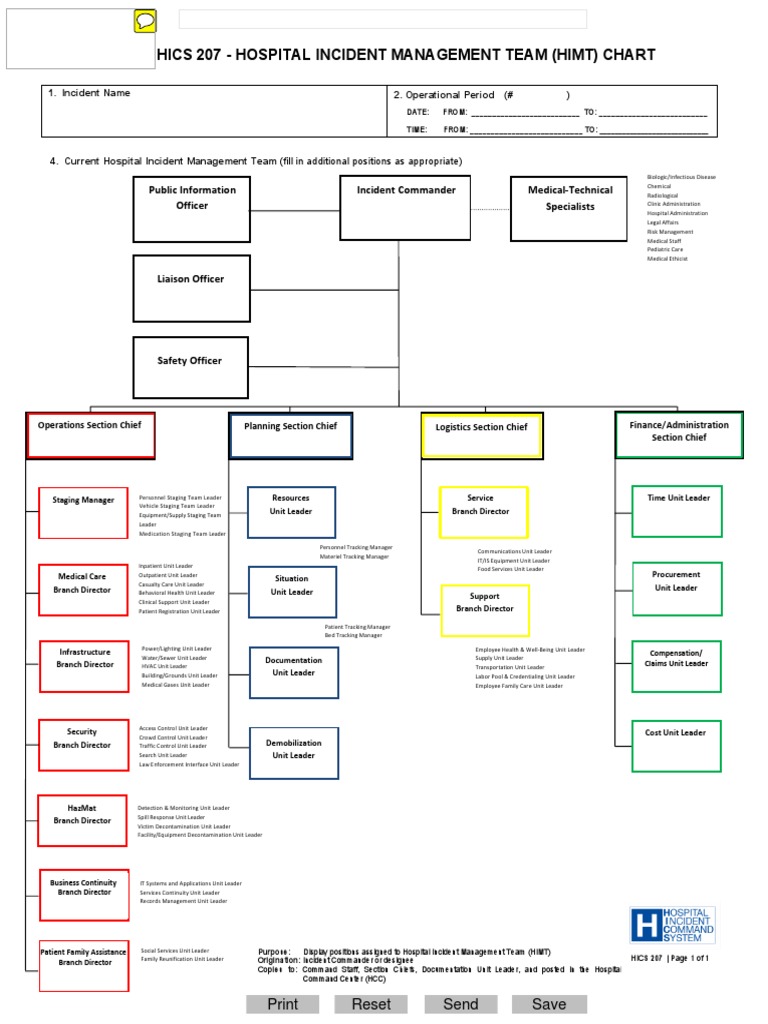 Hics 207-Hospital Incident Managment Team Himt Chart | Patient | Hospital