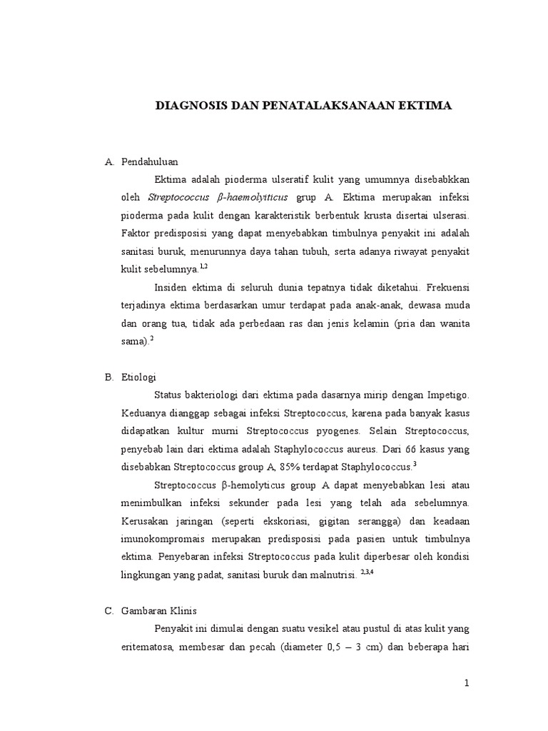 Diagnosis Dan Penatalaksanaan Ektima | PDF