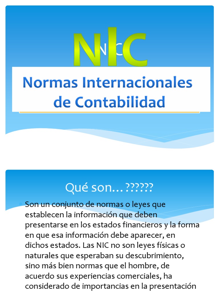 Las NIC | PDF | Estado financiero | Contabilidad