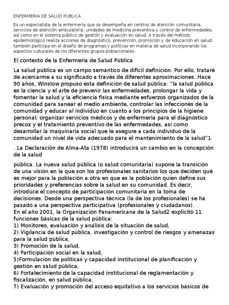 Enfermeria De Salud Publica Pdf Enfermería Salud Pública 3206