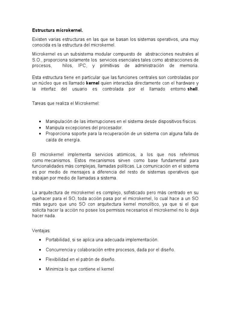 Análisis de la estructura de microkernel y su comparación con la ...